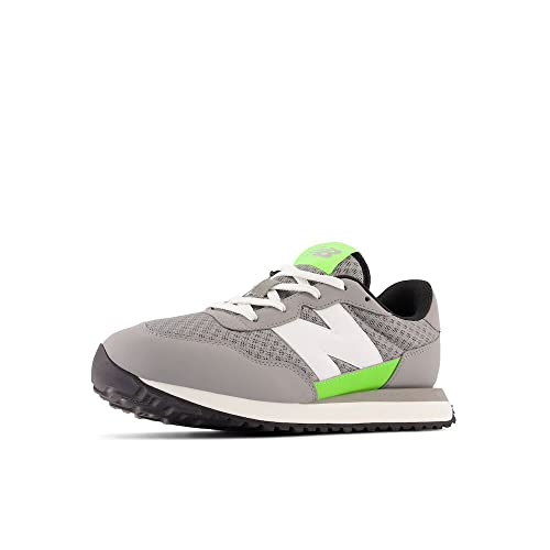 New Balance Kids 237 V1 Lace Up Sneaker, Shadow Grey/Pixel Green, 6 US Unisex Big