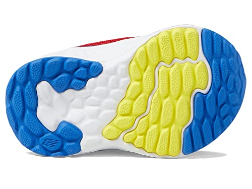 New Balance KIds Arishi Fresh Foam v4 Sneaker, TEAM RED/MARINE BLUE/COSMIC PINEAPPLE, 4.5 M Big Kid (8-12 Years)
