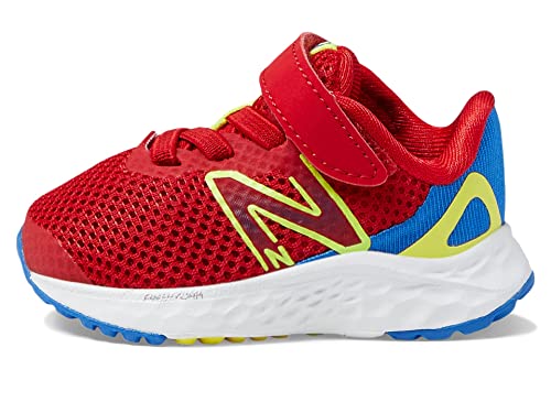 New Balance KIds Arishi Fresh Foam v4 Sneaker, TEAM RED/MARINE BLUE/COSMIC PINEAPPLE, 4.5 M Big Kid (8-12 Years)