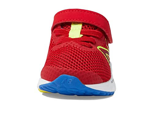 New Balance KIds Arishi Fresh Foam v4 Sneaker, TEAM RED/MARINE BLUE/COSMIC PINEAPPLE, 4.5 M Big Kid (8-12 Years)
