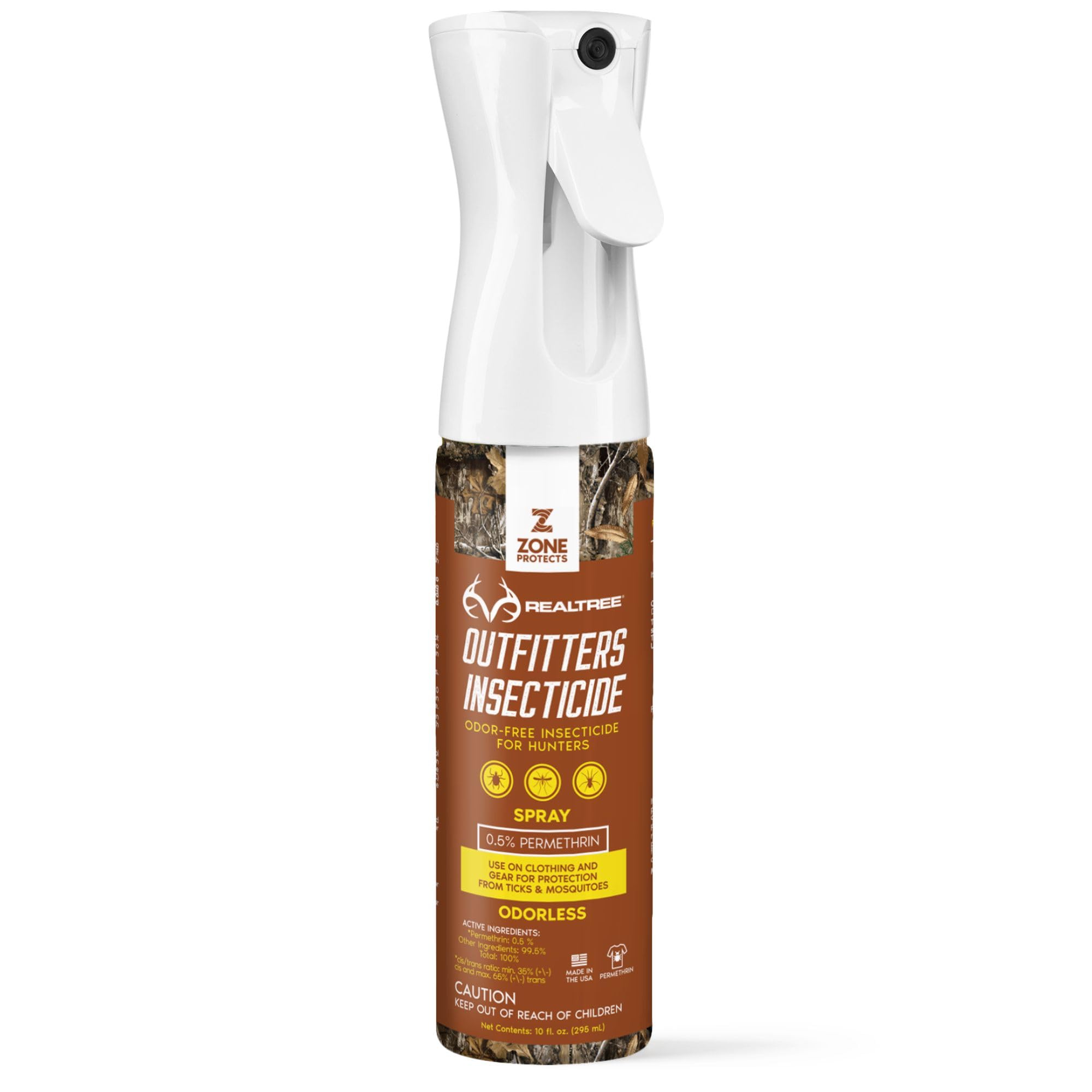 Zone Protects Realtree Invisible Hunter Permethrin Insecticide - 10oz Continuous Spray, Protects Gear & Tents, 0.5% Permethrin, Kills on Contact
