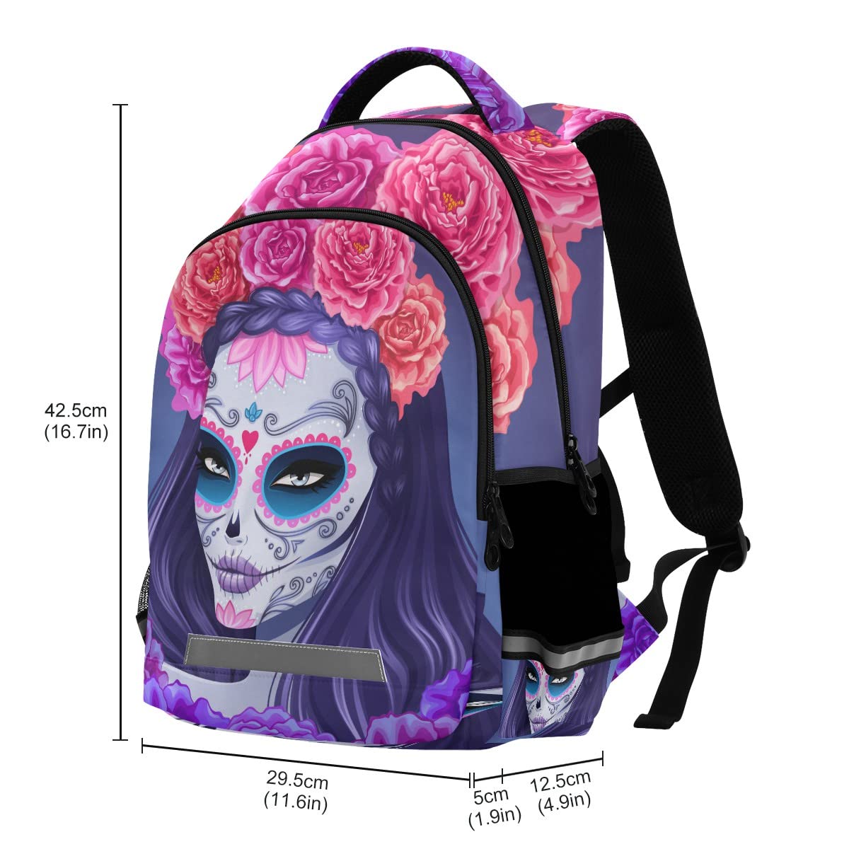 ALAZA Day Of Dead Sugar Skull Backpack Purse for Women Men Personalized Laptop Notebook Tablet School Bag Stylish Casual Daypack, 13 14 15.6 inch