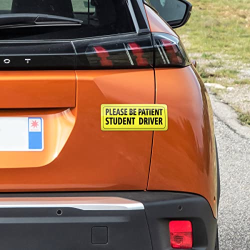 3PCS Student Driver Magnet for Car, 3.5 * 9" Upgraded Reflective Red Font Student Driver Safety Sign Magnet Vehicle Bumper Magnetic Sticker for New Drivers, Beginner, Car Accessories (Black/Red-1)