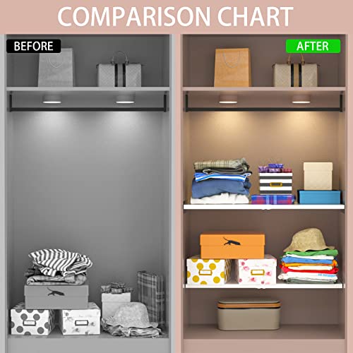 GNEOUS Greal Adjustable Closet Shelves Heavy Duty Wardrobe Organizer Expandable Storage Shelves Rack Closet Dividers Separators for Kitchen Bathroom Bedroom Garage, 19.67" Width Max