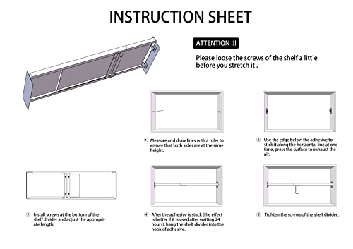 GNEOUS Greal Adjustable Closet Shelves Heavy Duty Wardrobe Organizer Expandable Storage Shelves Rack Closet Dividers Separators for Kitchen Bathroom Bedroom Garage, 19.67" Width Max