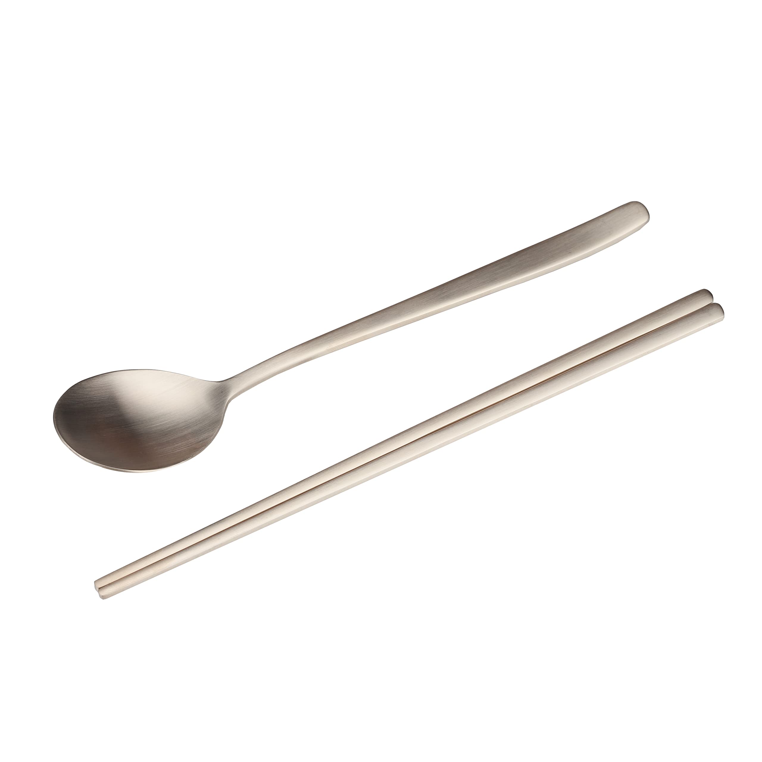 NotBiChae Premium Brassware Cutlery Spoon Chopsticks Set Korean Traditional Handmade Tableware BANGJJA YUGI with Gift Box 한국 유기 (Round Shape Set)