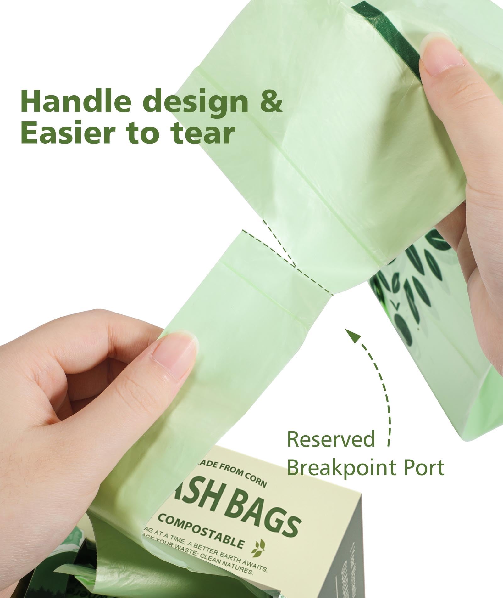AYOTEE 125 Count 2.6 Gallon Compostable Small Trash Bags with Handles, 15 Ounce Capacity, Ideal for Kitchen, Office, Bathroom, and More