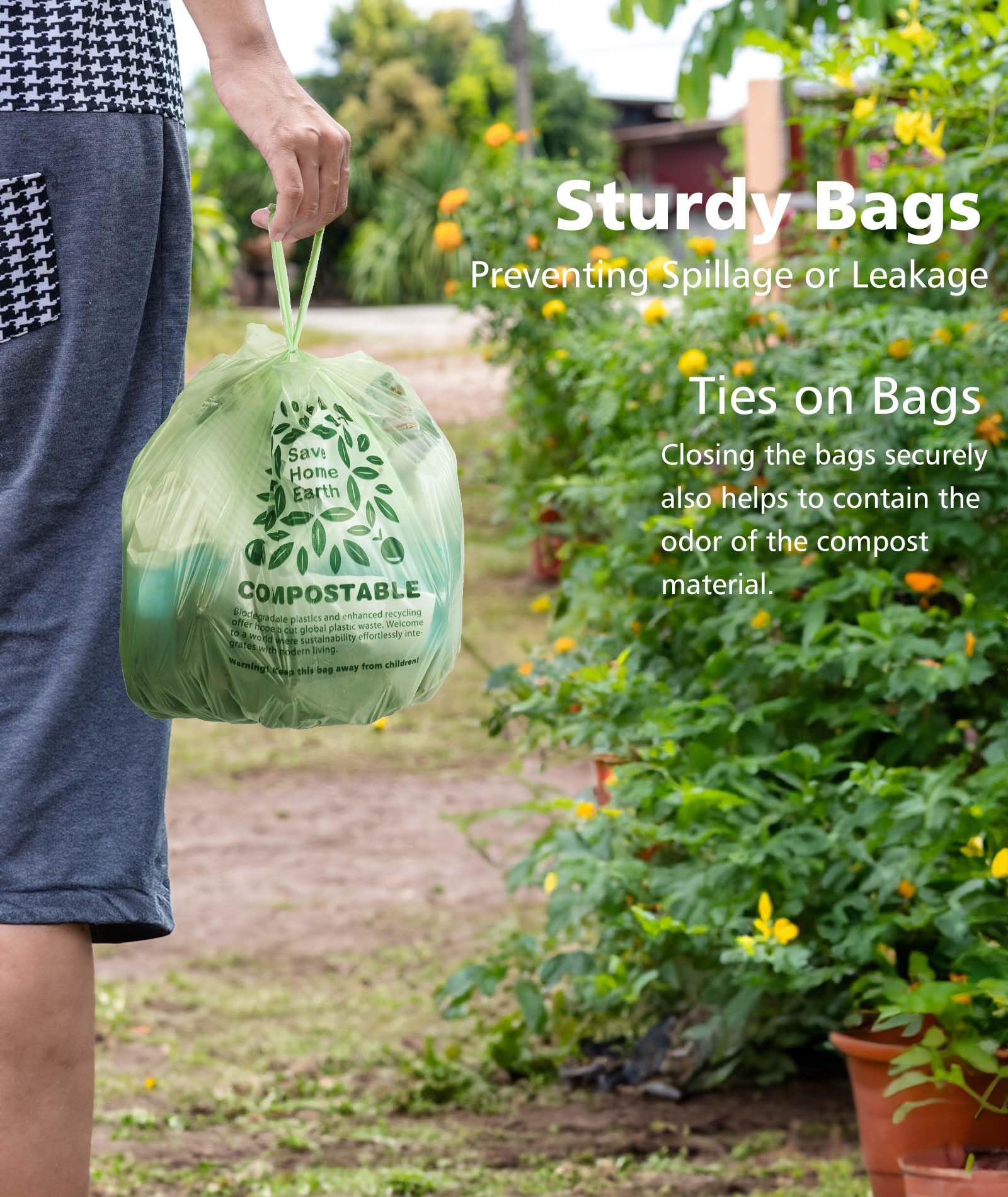 AYOTEE 125 Count 2.6 Gallon Compostable Small Trash Bags with Handles, 15 Ounce Capacity, Ideal for Kitchen, Office, Bathroom, and More