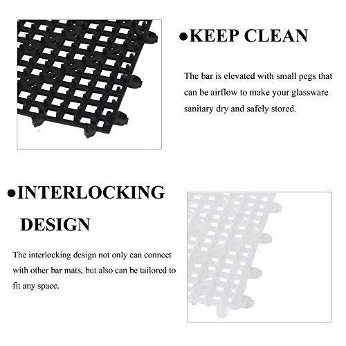 Caspian 12’’12’’ Black Square Non-Slip Interlocking PVC Bar Mat & Liner for Commercial Bar& Restaurant Service, 1 piece