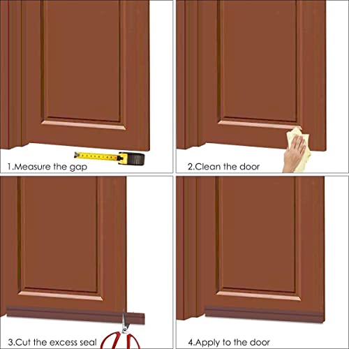 Door Draft Stopper Under Door Draft Blocker Insulator Door Sweep Weather Stripping Noise Stopper Strong Adhesive 2" Width x 39" Length (Brown)