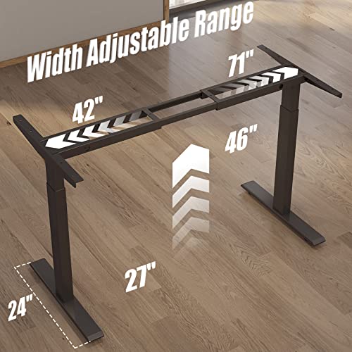 AITERMINAL Dual Motor Standing Desk Frame, Electric Adjustable Standing Desk Legs for Office Home (Black Frame + Motors + Control Panel)