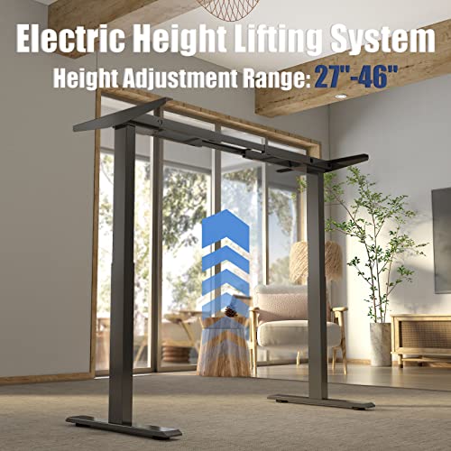 AITERMINAL Dual Motor Standing Desk Frame, Electric Adjustable Standing Desk Legs for Office Home (Black Frame + Motors + Control Panel)