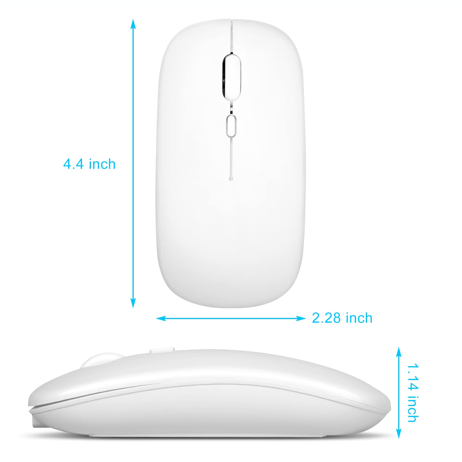 UrbanX Bluetooth Rechargeable Mouse for Dell Latitude 5420 Laptop Bluetooth Wireless Mouse Designed for Laptop/PC/Mac/iPad pro/Computer/Tablet/Android Pure White
