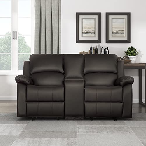 Lexicon Saffron Wall-Hugger Manual Double Glider Reclining Loveseat, Brown