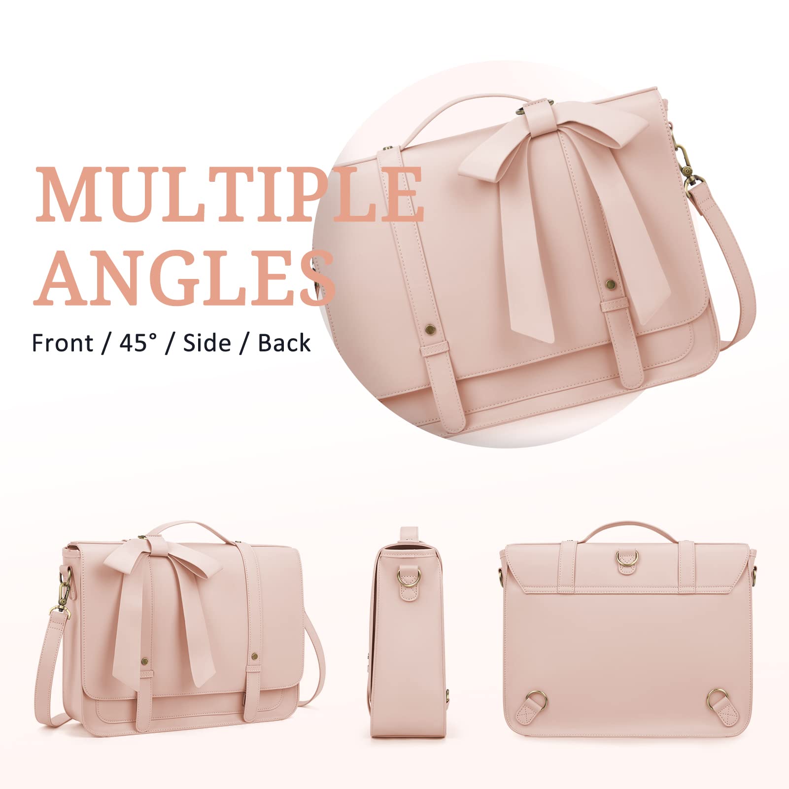ECOSUSI Briefcase for Women Messenger Backpack PU Leather 14 inch Laptop Bag Satchel Computer Bag for College Business Travel