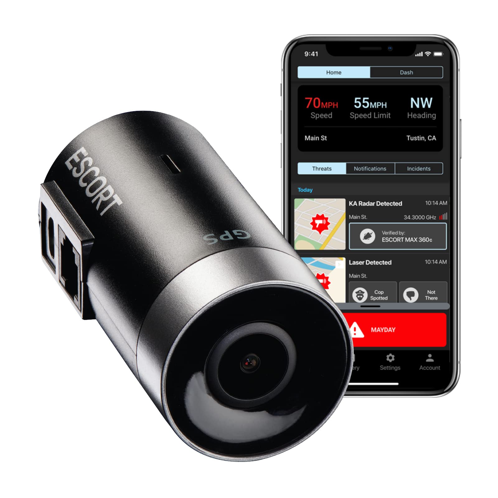 Escort M2 Smart Dash Cam (1080P) + Escort EZ Mag Mount for Radar Detectors