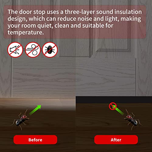 Door Draft Stopper, Cuttable Under Door Seal, Strong Adhesive Draft Stopper for Bottom of Door for Exterior/Interior Doors 39” Length (Black)