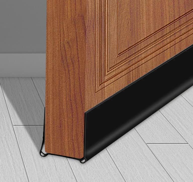Door Draft Stopper, Cuttable Under Door Seal, Strong Adhesive Draft Stopper for Bottom of Door for Exterior/Interior Doors 39” Length (Black)