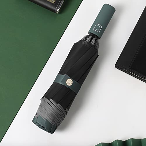 GENMAI SOEASY Umbrella Compact Folding Travel Umbrella, Light Automatic Portable Car Umbrella for Rain,Large Dark Green Windproof Rain Umbrella