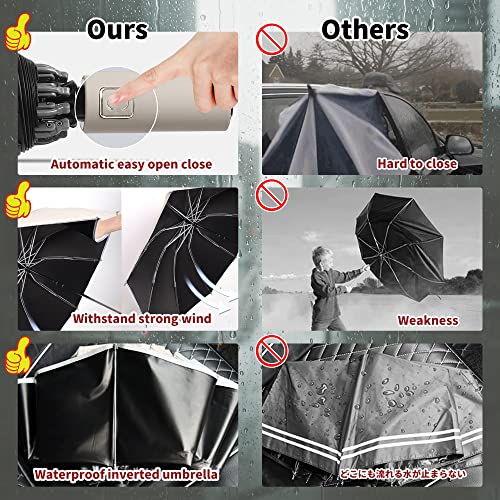GENMAI SOEASY Umbrella Compact Folding Travel Umbrella, Light Automatic Portable Car Umbrella for Rain,Large Dark Green Windproof Rain Umbrella