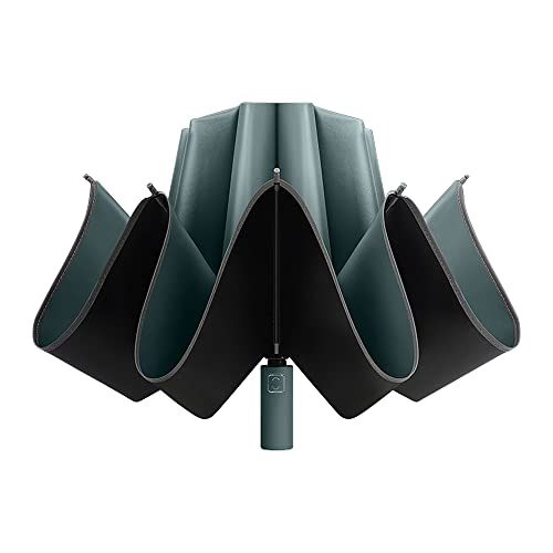GENMAI SOEASY Umbrella Compact Folding Travel Umbrella, Light Automatic Portable Car Umbrella for Rain,Large Dark Green Windproof Rain Umbrella