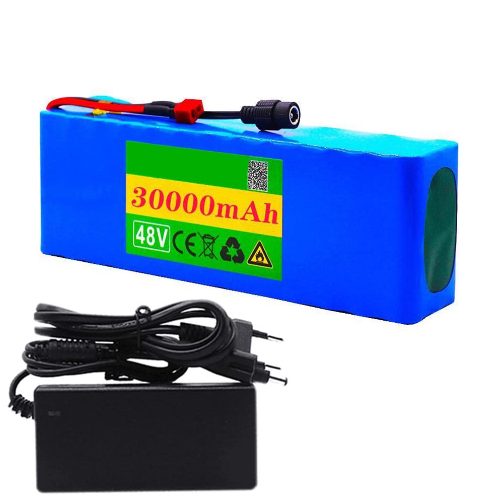 YXDFG 48V Lithium Ion Battery, 48V 30Ah 13S3P Electric Scooter Lithium Ion Battery,with BMS + 54.6V Charger, for 350W 500W 750W1000w Motor E-Bike Electric Bicycle Scooter