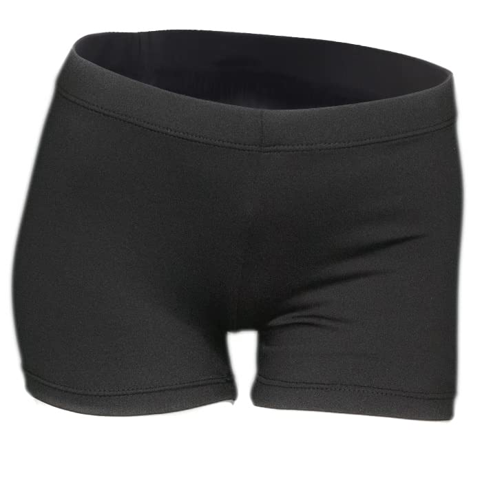 Aosva Little Big Girls' 2 PCS Sparkle Dance Tumbling Athletic Gymnastics Black Shorts for Girls 7-8Years