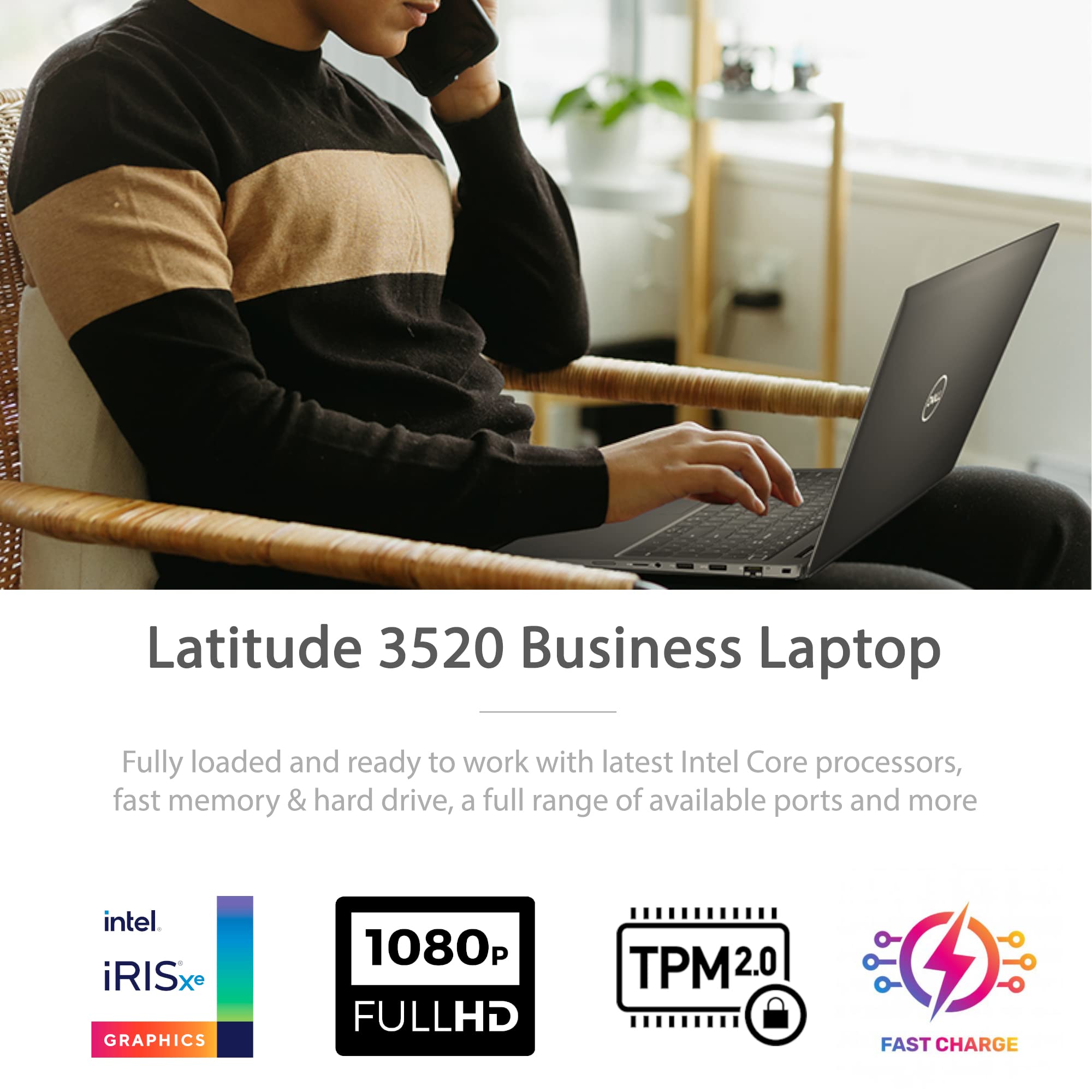 DELL 2022 Latitude 3520 15.6" FHD Business Laptop, Intel Core i5-1135G7, 32GB RAM, 1TB PCIe SSD, Webcam, Wi-Fi 6, HDMI, Bluetooth, Windows 11 Pro