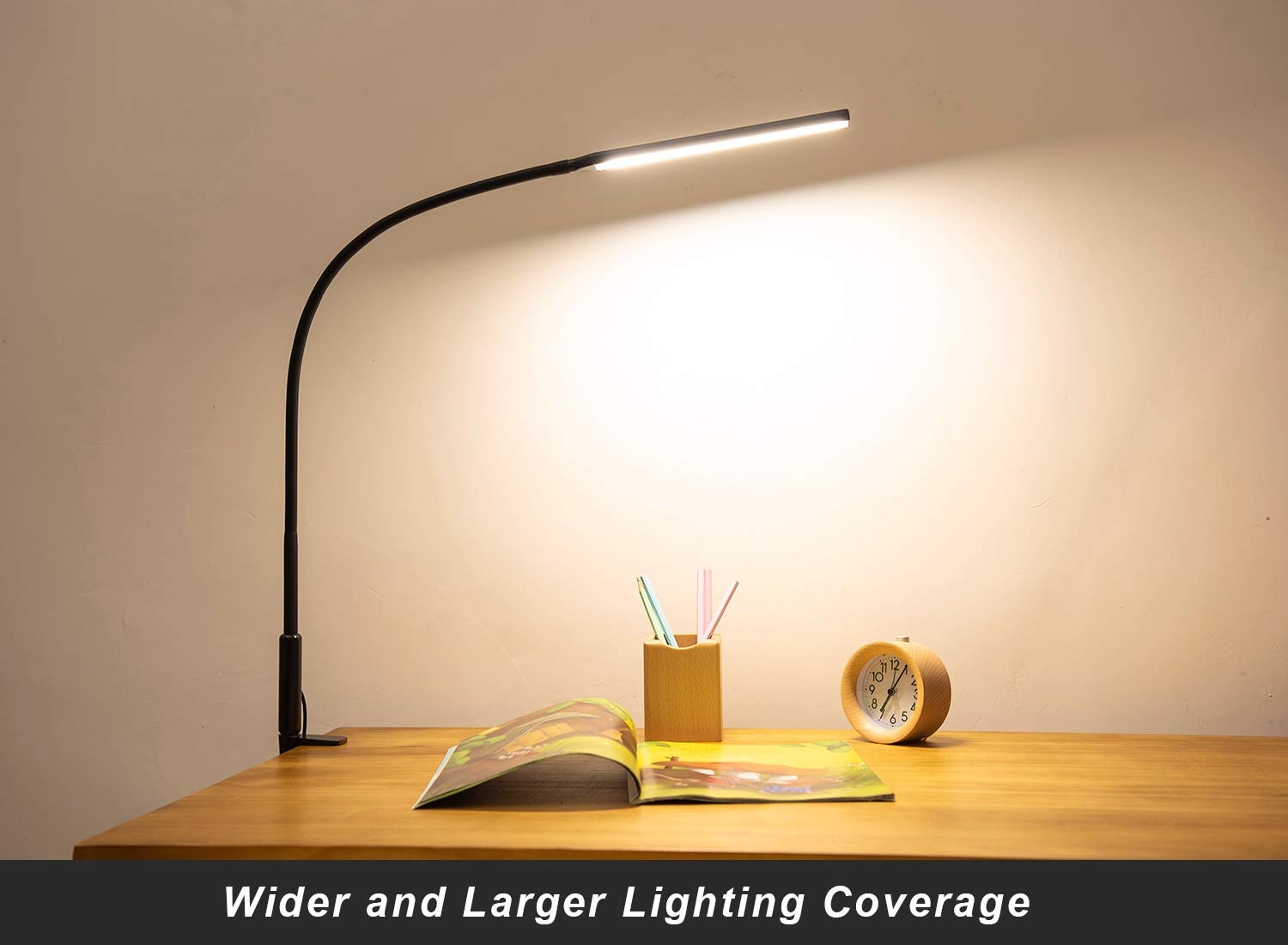 Psiven LED Desk Lamp, Swing Arm Table Lamp with Clamp, Flexible Gooseneck Architect Drafting Task Lamp(3 Lighting Modes, Dimmable, Memory Function) Eye Care Desk Light for Workbench, Monitor, Reading