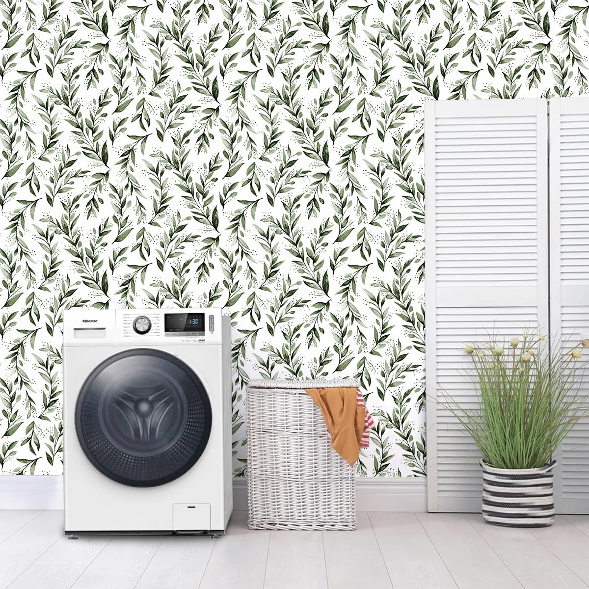 Erfoni Leaf Peel and Stick Wallpaper Green Contact Paper 17.7"x 118.1" Green Leaves Self Adhesive Wallpaper Removable Wallpaper for Cabinets Decor