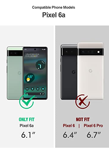 Poetic Revolution Series Case for Google Pixel 6A 5G, Built-in Screen Protector Work with Fingerprint ID, Full Body Rugged Shockproof Protective Cover Case with Kickstand, Maroon Red