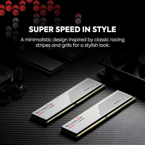 G.SKILL Ripjaws S5 Series (Intel XMP 3.0) DDR5 RAM 64GB (2x32GB) 5200MT/s CL36-36-36-83 1.25V Desktop Computer Memory UDIMM - Matte White (F5-5200J3636D32GA2-RS5W)