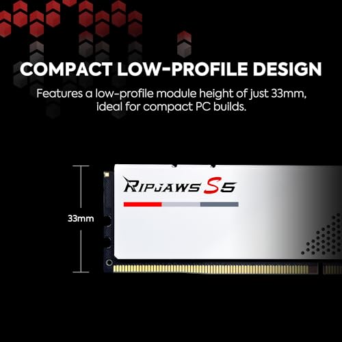 G.SKILL Ripjaws S5 Series (Intel XMP 3.0) DDR5 RAM 64GB (2x32GB) 5200MT/s CL36-36-36-83 1.25V Desktop Computer Memory UDIMM - Matte White (F5-5200J3636D32GA2-RS5W)