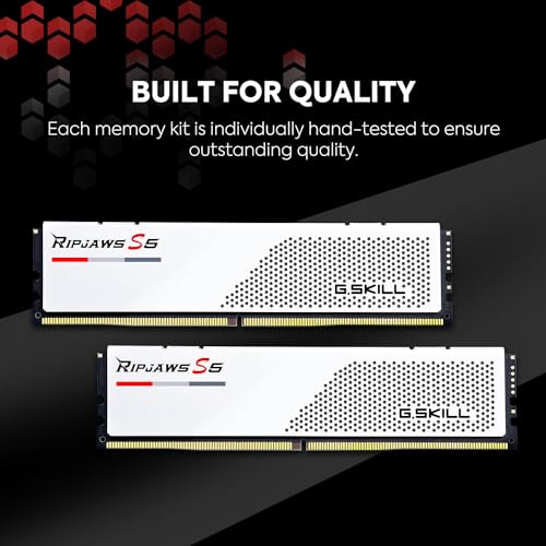 G.SKILL Ripjaws S5 Series (Intel XMP 3.0) DDR5 RAM 64GB (2x32GB) 5200MT/s CL36-36-36-83 1.25V Desktop Computer Memory UDIMM - Matte White (F5-5200J3636D32GA2-RS5W)