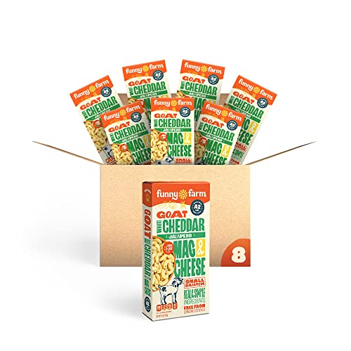 Funny Farm A2 Milk Macaroni and Cheese | Pasta with Spicy Jalapeno Flavor - Goat Cheese Mac and Cheese Dinner Bundle | A2 Goat Milk Cheese Powder Base with Elbow Macaroni Noodles - Goats Milk Based White Cheddar Powder Mac n Cheese