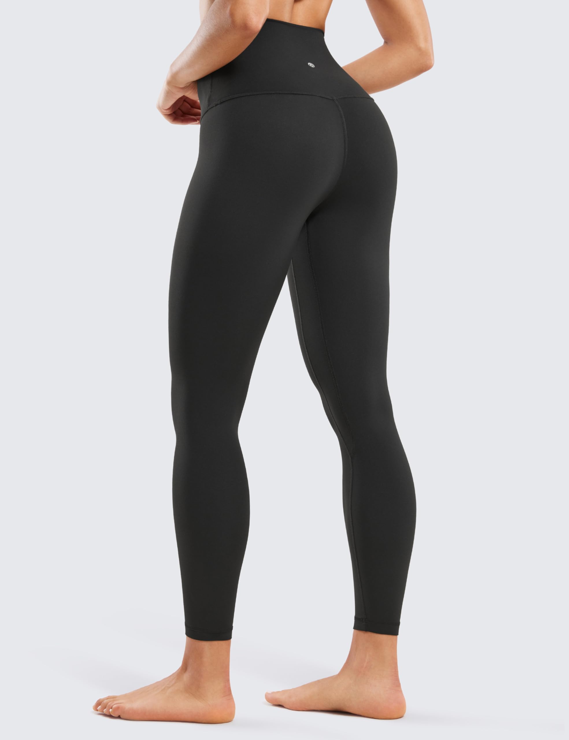 CRZ YOGA Super High Waisted Butterluxe Yoga Pants 25 Inches - Buttery Soft Workout Leggings for Women Over Belly Black Medium
