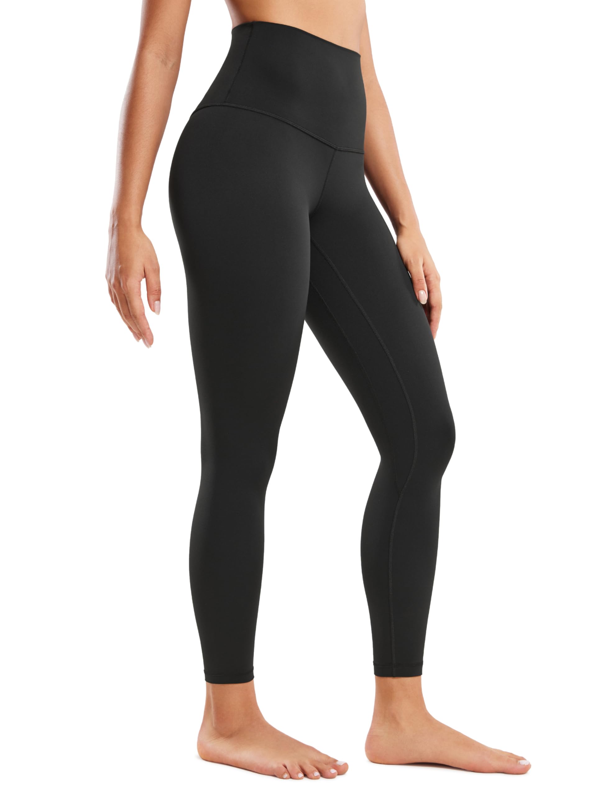 CRZ YOGA Super High Waisted Butterluxe Yoga Pants 25 Inches - Buttery Soft Workout Leggings for Women Over Belly Black Medium