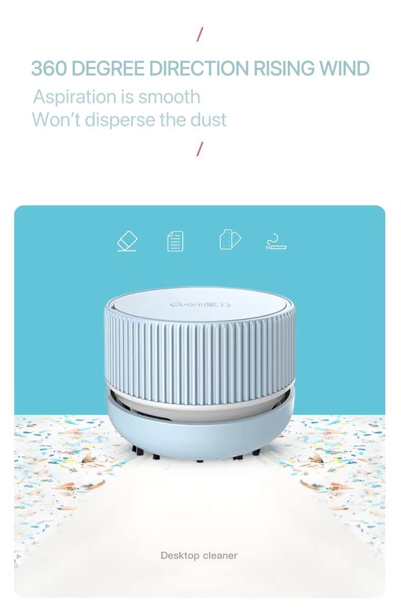 OIF Desktop Vacuum Cleaner, Table Vacuum Cleaner,Mini Table dust Sweeper Convenient Two AA Batteries Cordless&360º Rotatable Design for Keyboard/Home/School/Office