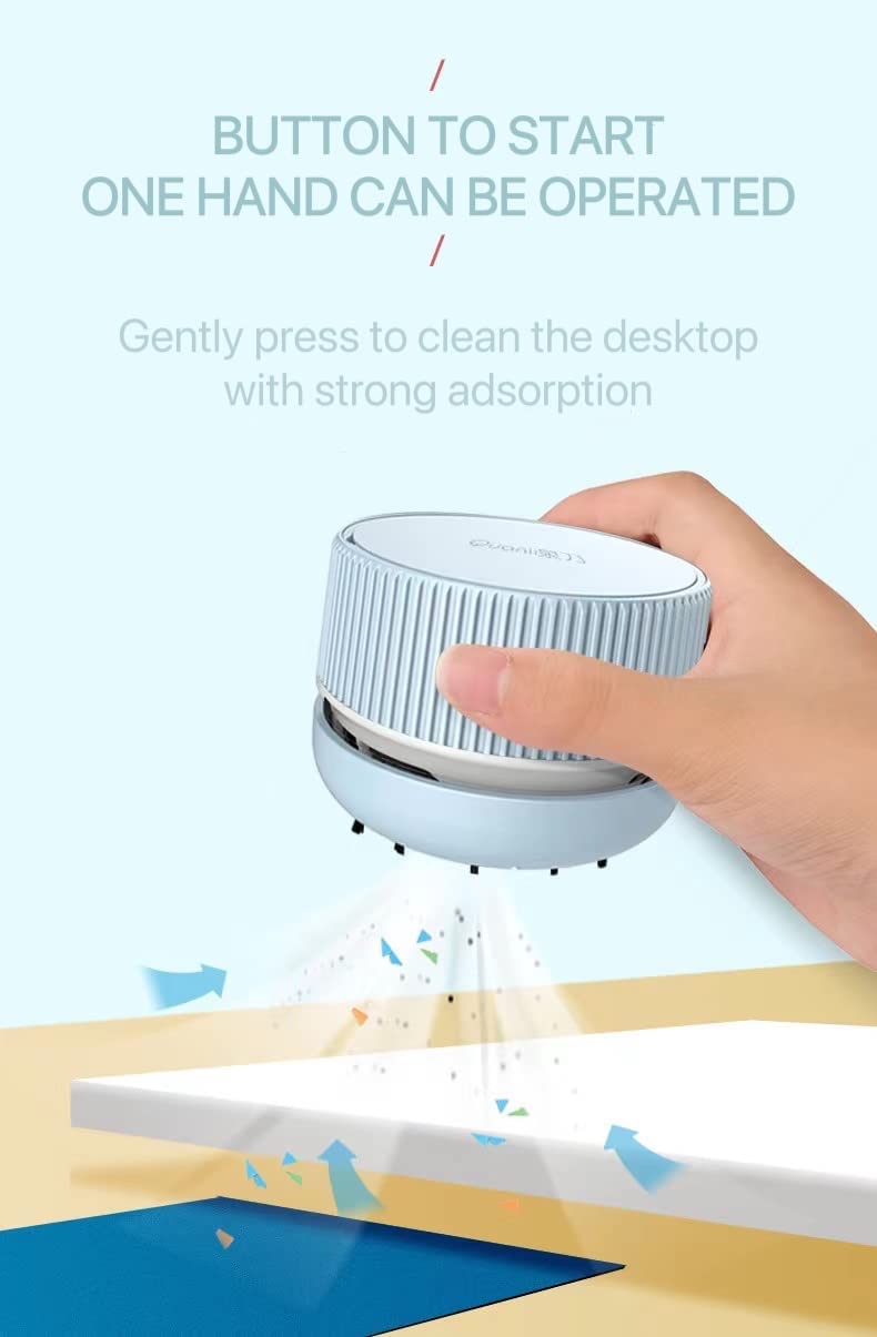 OIF Desktop Vacuum Cleaner, Table Vacuum Cleaner,Mini Table dust Sweeper Convenient Two AA Batteries Cordless&360º Rotatable Design for Keyboard/Home/School/Office