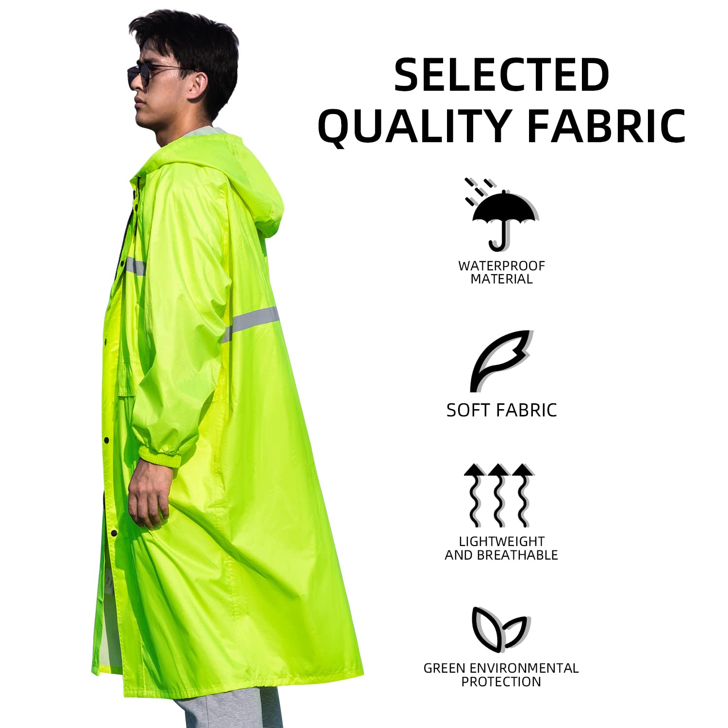 Coralrain Long Hooded Raincoat Safety Waterproof Emergency Rain Jacket Poncho for Men Women Adults