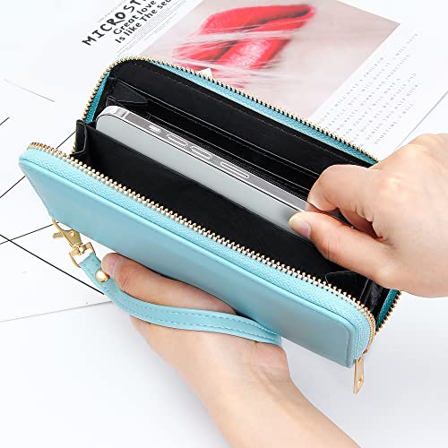 KUKOO Women’s Zip Around Wallet Phone Clutch Purse Card Holder Organizer Wristlet