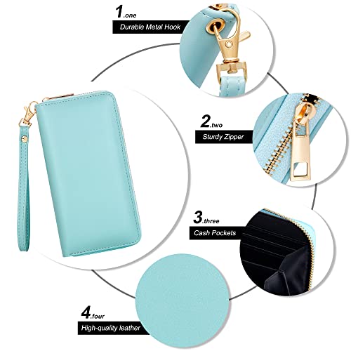 KUKOO Women’s Zip Around Wallet Phone Clutch Purse Card Holder Organizer Wristlet