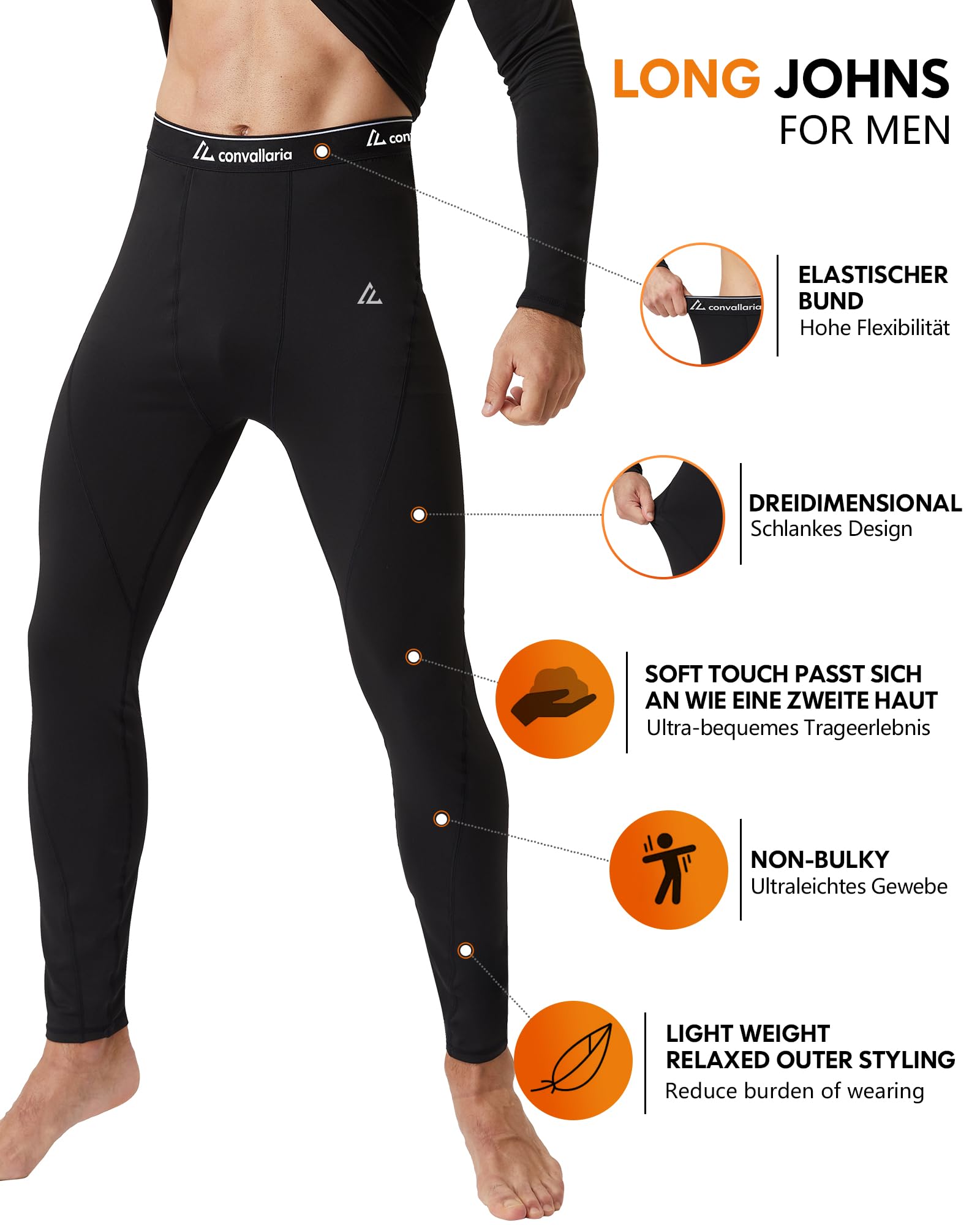CL convallaria Long Underwear Mens Thermal Underwear Set Winter Hunting Gear Sport Long Johns for Men Base Layer Top and Bottom Midweight Black X-Large