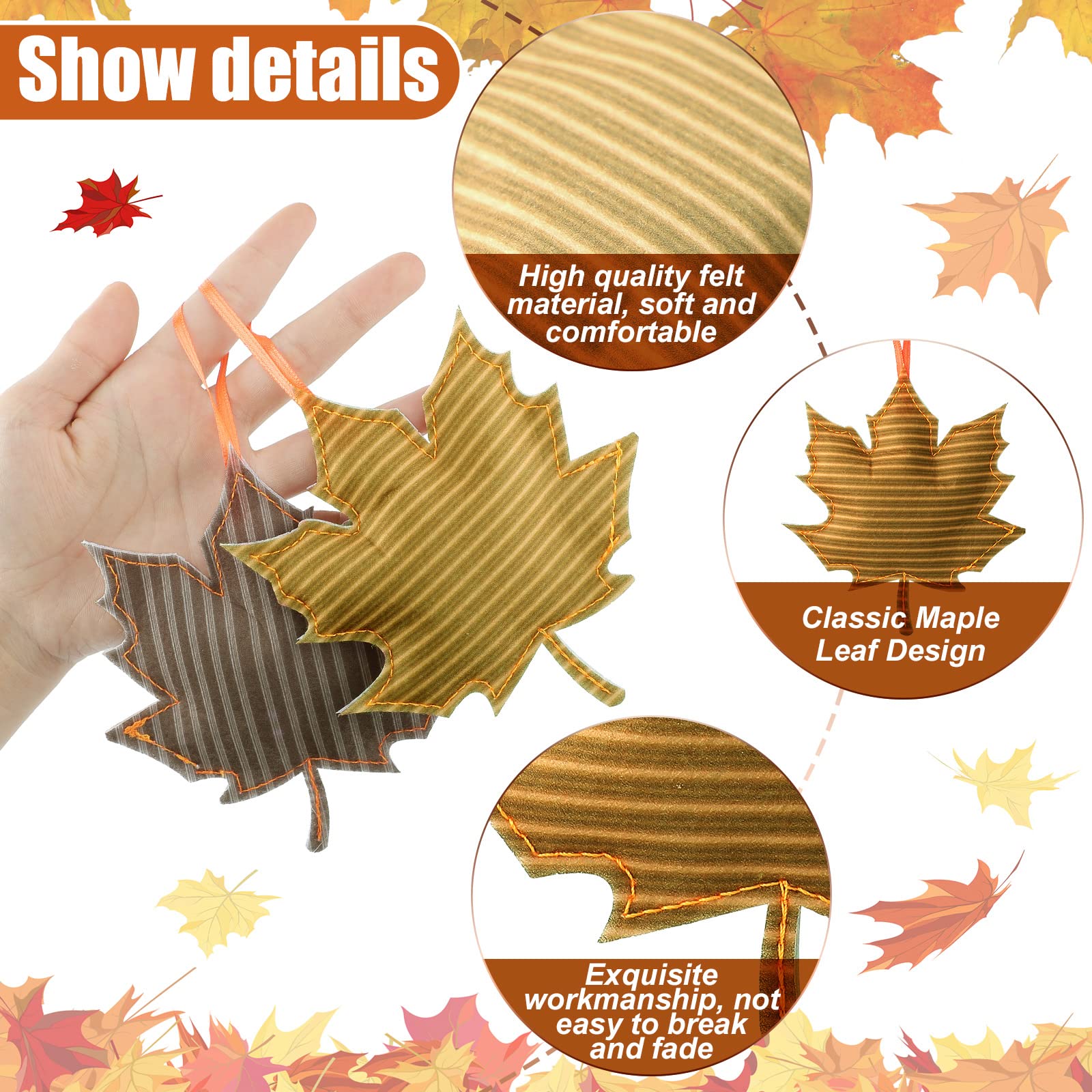 Tudomro 27 Pcs Fall Tree Decoration Thanksgiving Tree Ornaments 3D Felt Maple Leaf Ornaments Pumpkin Hanging Ornaments Fall Decoration for Home Autumn Party(Maple Leaf Style)