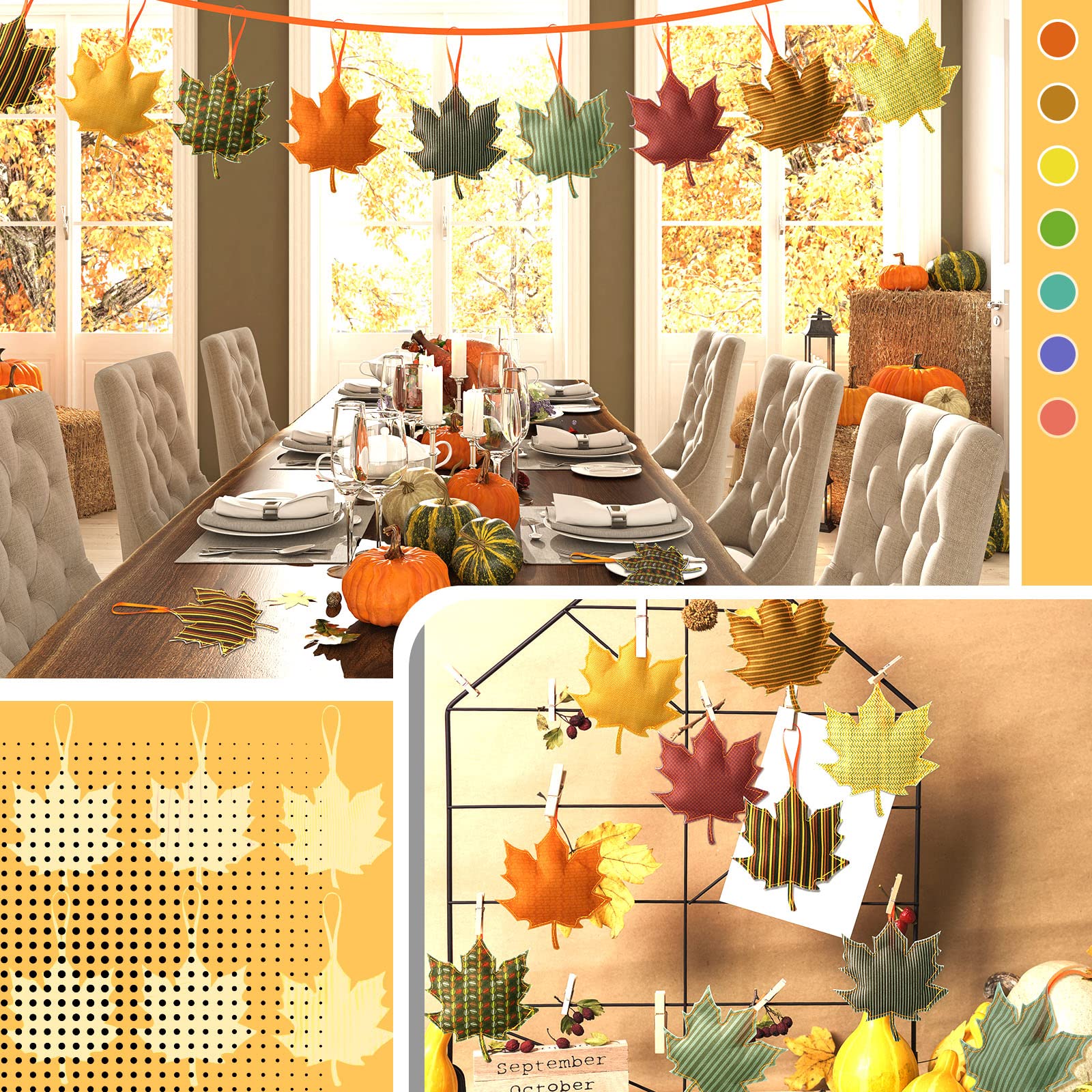 Tudomro 27 Pcs Fall Tree Decoration Thanksgiving Tree Ornaments 3D Felt Maple Leaf Ornaments Pumpkin Hanging Ornaments Fall Decoration for Home Autumn Party(Maple Leaf Style)