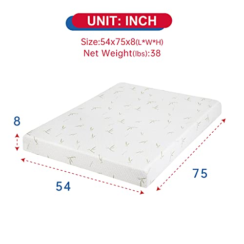 BestMassage Full Mattress, 8 inch Gel Memory Foam Mattress Queen Size for Cool Sleep & Pressure Relief, Medium Firm Mattresses CertiPUR-US Certified/Bed-in-a-Box/Pressure Relieving