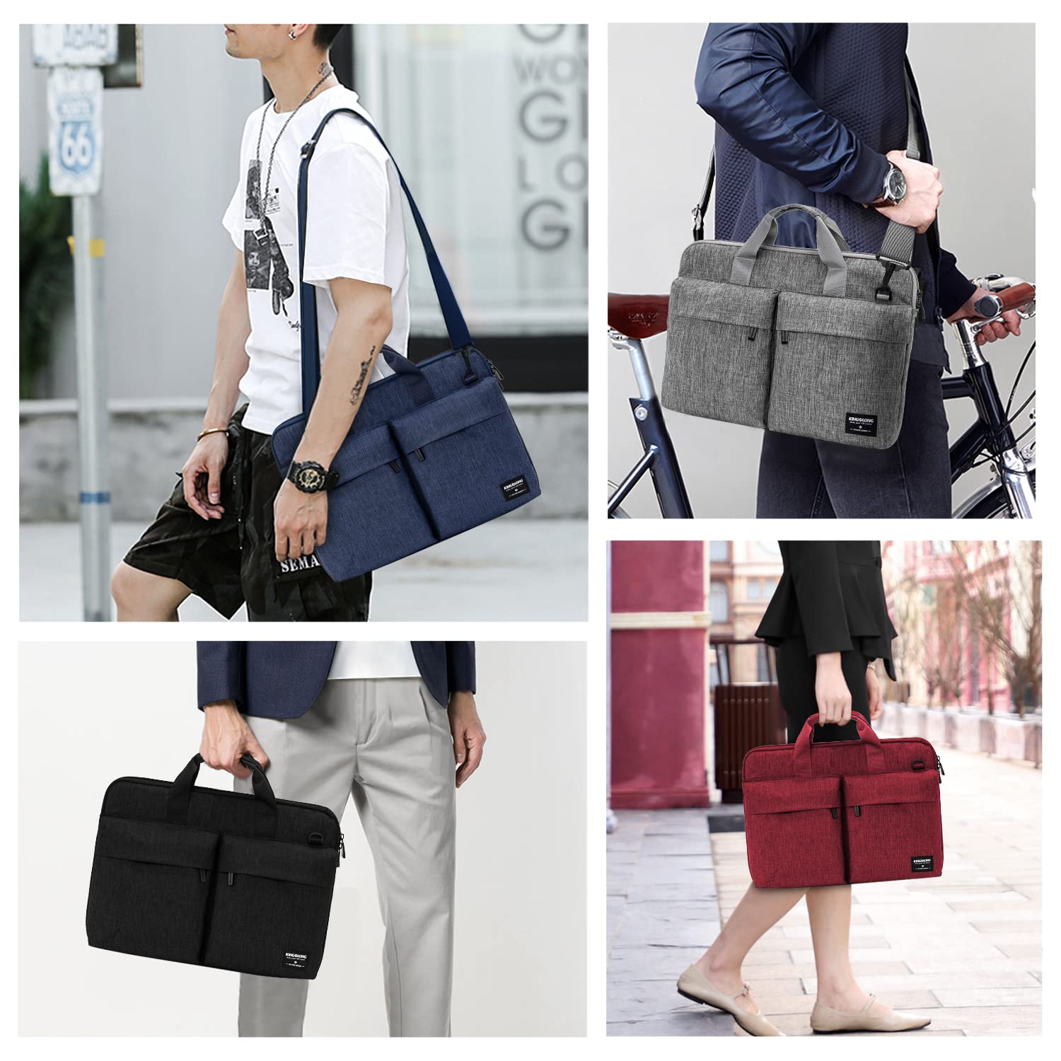 KINGSLONG 14 inch Laptop Bag with Shoulder Strap, Messenger Bag, Slim Computer Carrying Case Notebook Handbag for Men Women Fit for Acer Asus Lenovo HP Toshiba, Red