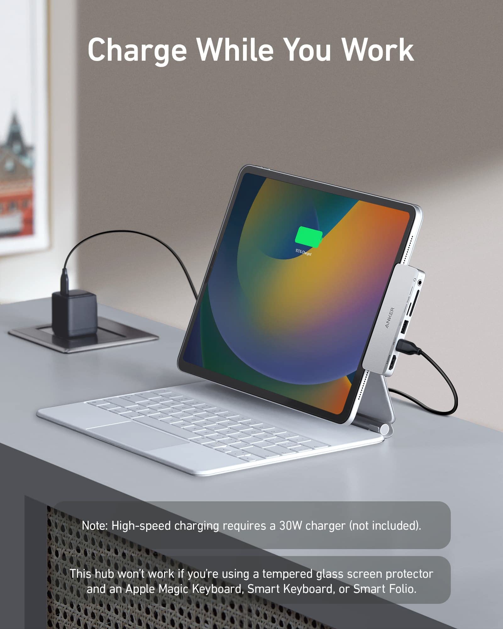 Anker USB-C Hub for USB-C iPad, 541 USB-C Hub (6-in-1) with 4K HDMI Port, Multi-Function USB-C Port, SD and microSD Card Slots, for iPad Pro 5th Gen/iPad Air 5th Gen/iPad Mini 6th and Later (Silver)
