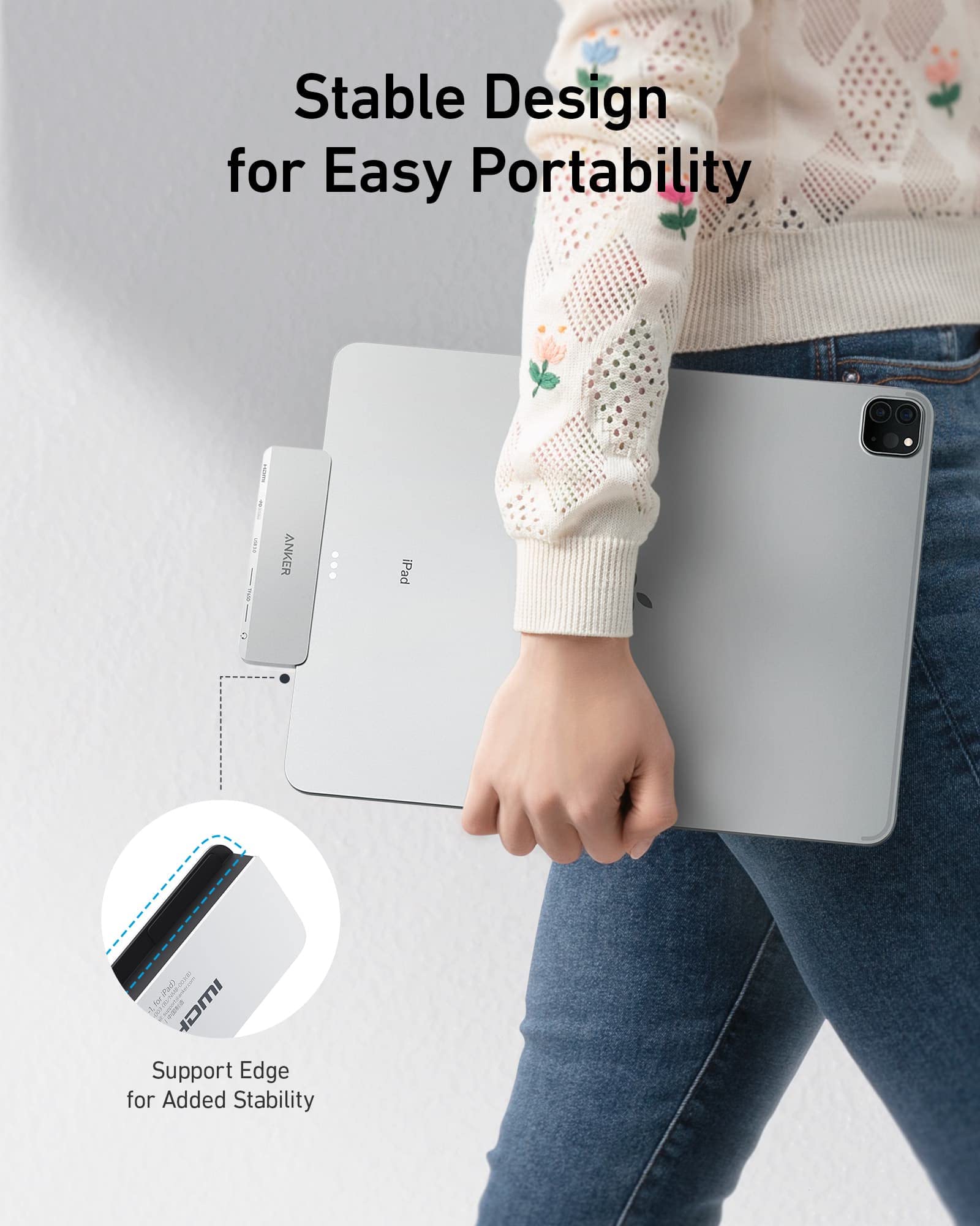 Anker USB-C Hub for USB-C iPad, 541 USB-C Hub (6-in-1) with 4K HDMI Port, Multi-Function USB-C Port, SD and microSD Card Slots, for iPad Pro 5th Gen/iPad Air 5th Gen/iPad Mini 6th and Later (Silver)