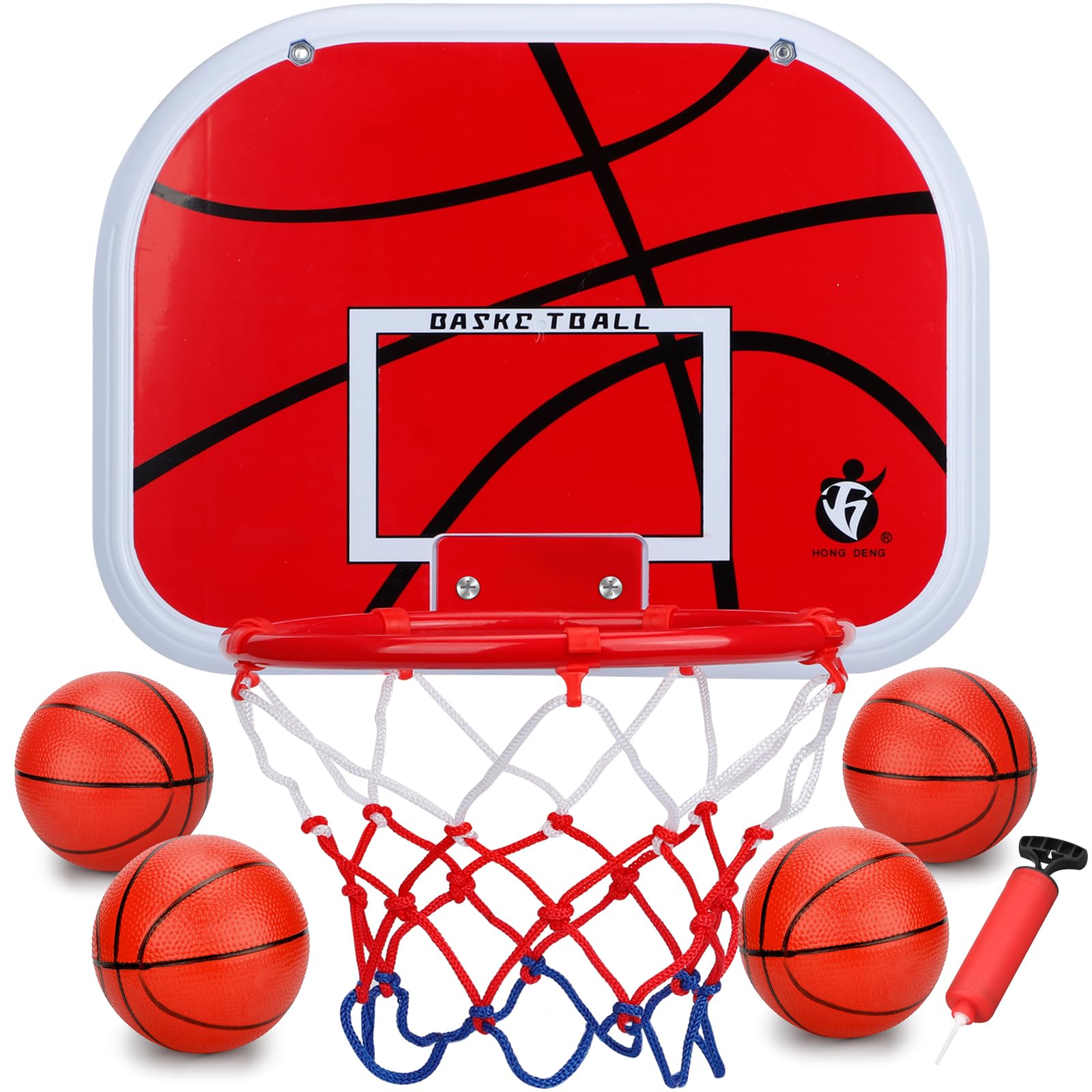 Mini Indoor Basketball Hoop for Kids 5 6 7 8 9 10+Years Old Boys, Boost Over The Door Mini Hoop with 4 Balls, 9 inch Larger Rim Pro Sport Game Interactive Toys for Gift for Boys Age 4-12